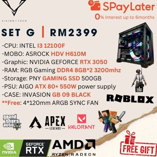 FULL SET BUDGET GAMING PC / CUSTOM PC / INTEL / RYZEN / AMD/ NVIDIA RTX GTX / CPU PUBG GTAV ...