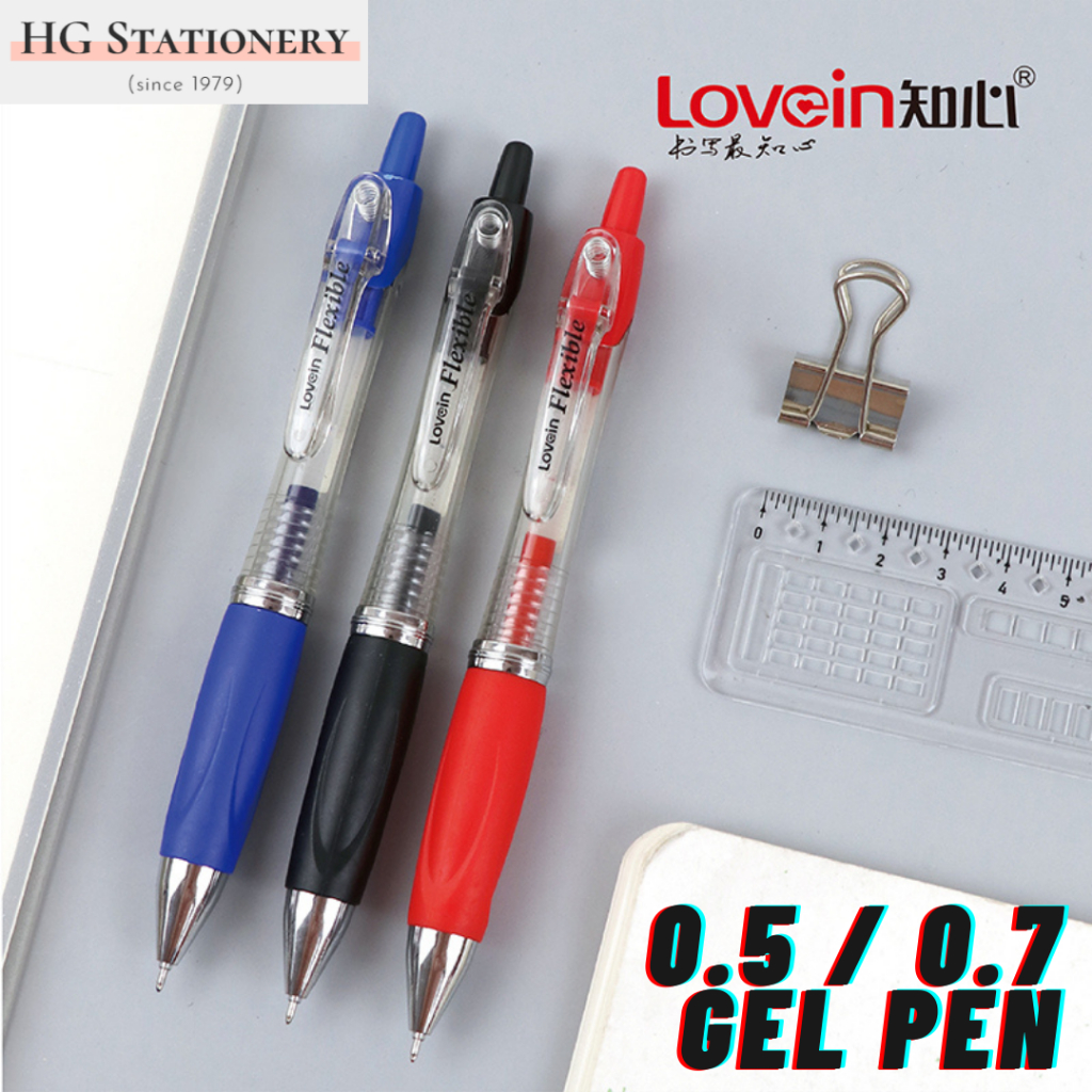 (0.5mm / 0.7mm) 知心 3 Colors LoveIn Clip-On Retractable Gel Ink Pen ...