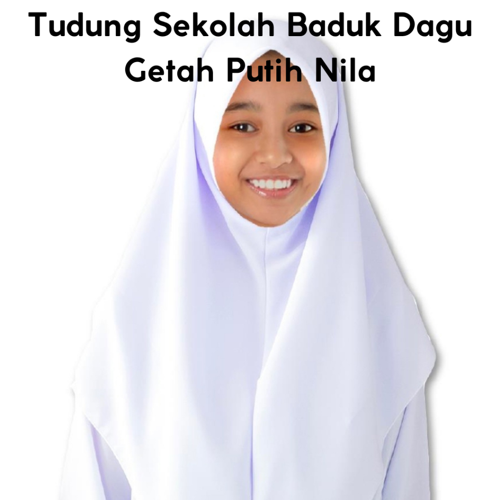 Tudung Sekolah Baduk Dagu Getah Putih Nila, Ready In Malaysia | Shopee ...