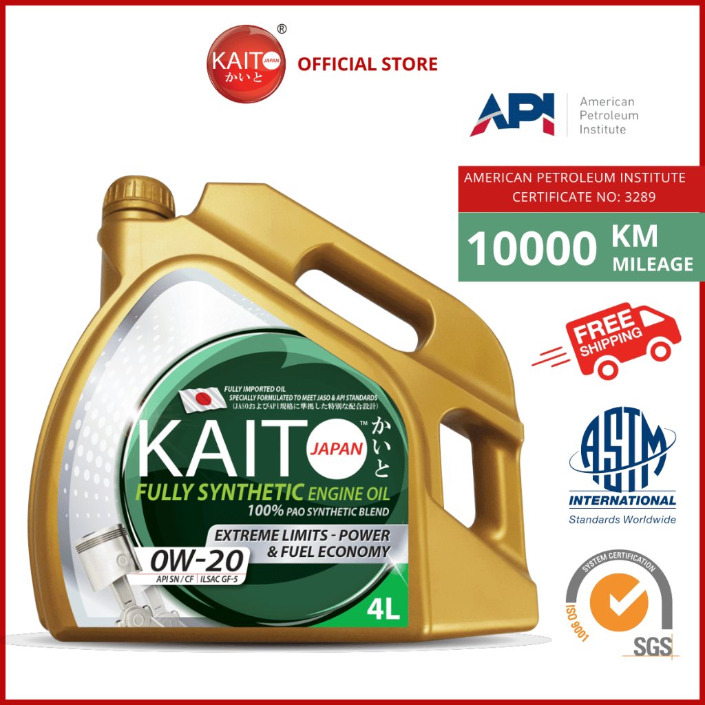 Kaito Japan 0W20 Fully Synthetic Engine Oil 100% PAO Synthetic Based 4 ...