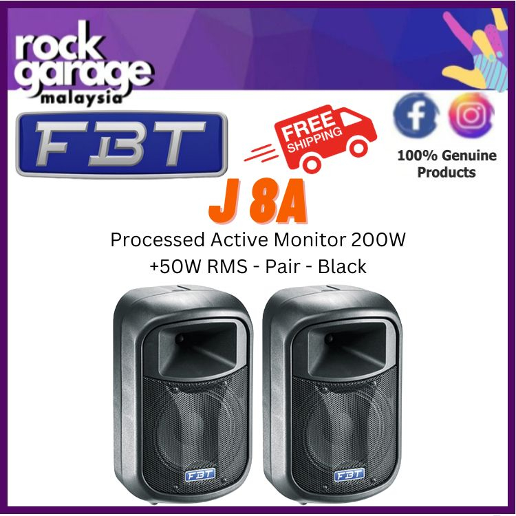 FBT J 8A Processed Active Monitor 200W +50W RMS - Each/Pair - Black ( J ...
