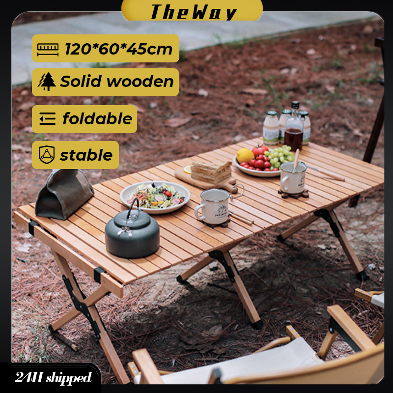 Camping folding outdoor glamping 120cm table luxury solid pine wood ...