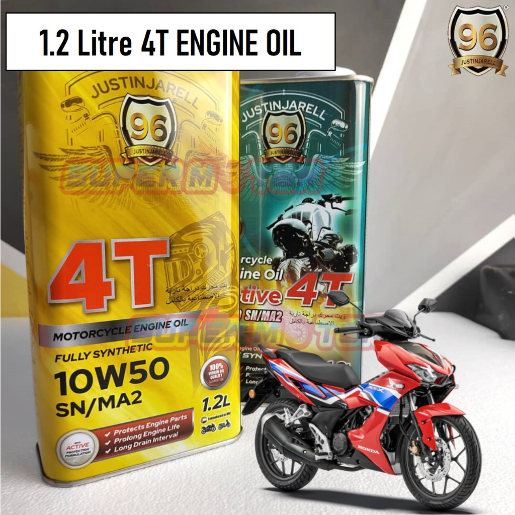 FULL SYNTHETIC 96 JUSTIN JARELL 4T OIL 10W40 / 10W50 1.2L LUBRICANT ...
