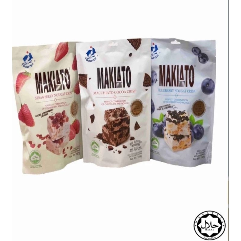 *HALAL**Twinfish Makiato Cocoa Strawberry Blueberry Nougat Crisp 150g ...