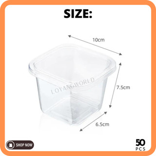 (50PCS) Mini Rectangular Dessert Plastic Cup With Lid Transparent Tiramisu Pudding Mousse Jelly ...