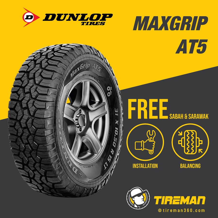 Dunlop Maxgrip AT5 15 16 18 Inch Tayar Tire (FREE INSTALLATION/Delivery ...