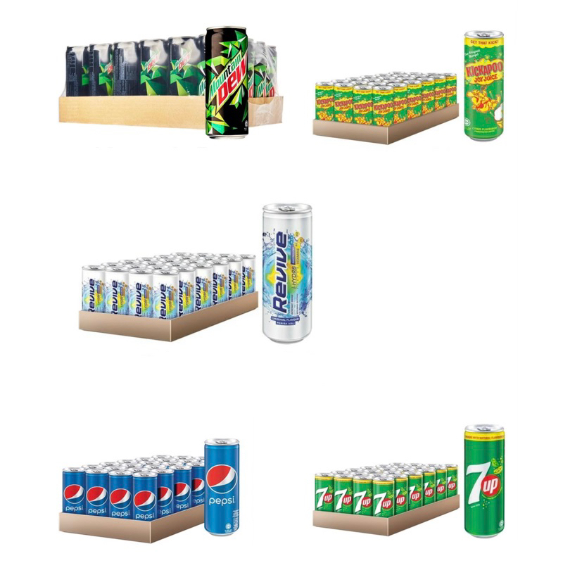 (Carton) Mountain Dew/Kickapoo/Pepsi/7up/Revive Tin 24x320ml | Shopee ...