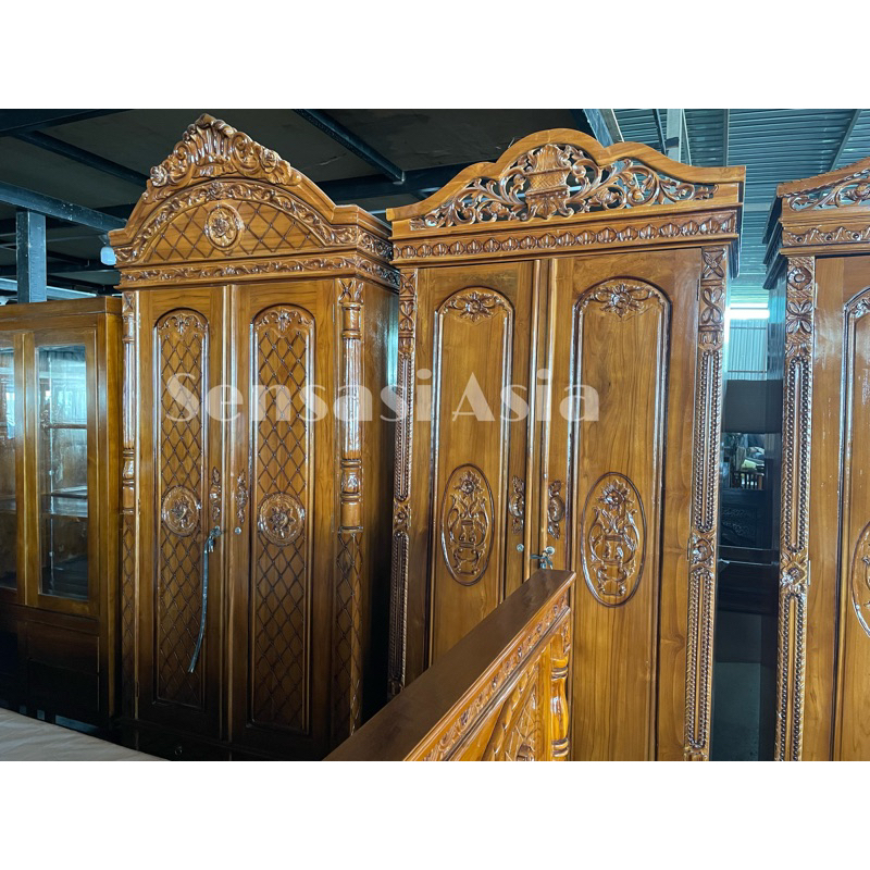 ALAMARI BAJU KAYU JATI /Wardrobe teak wood 2 Doors /3 Doors /Almari ...