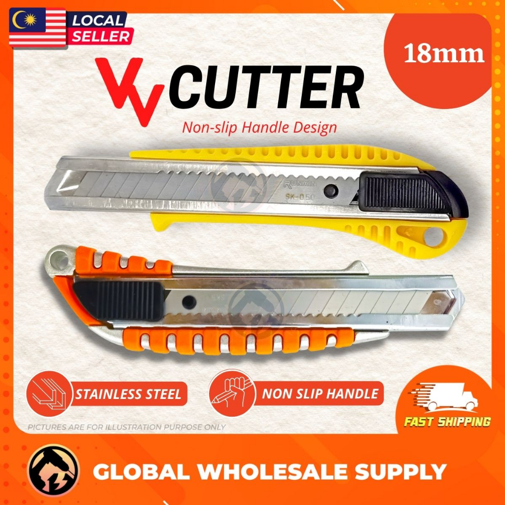 [READY STOCK] VV Cutter Utility Knife Box Cutter Paper Cutter Non Slip ...