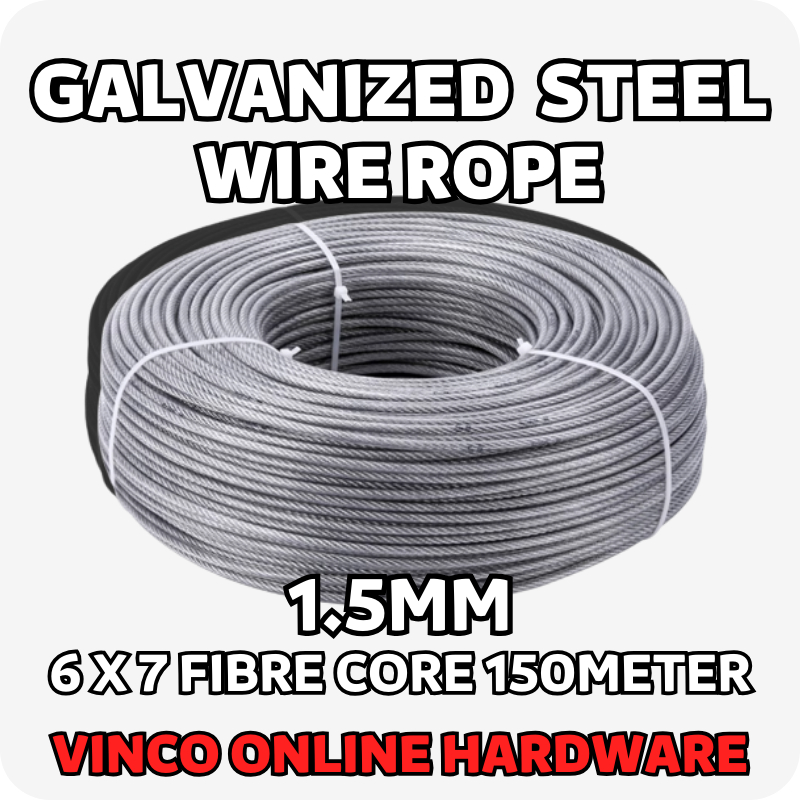 1.5MM, 2MM Heavy Duty Galvanized Steel Wire Rope Tali Besi 6 X 7 FC ...