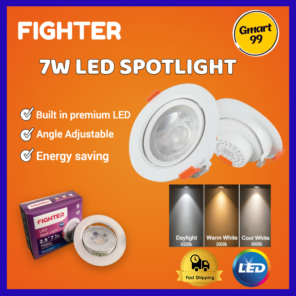7W COB LED SPOTLIGHT 3000K 4000K 6000K Warmwhite Coolwhite Daylight ...