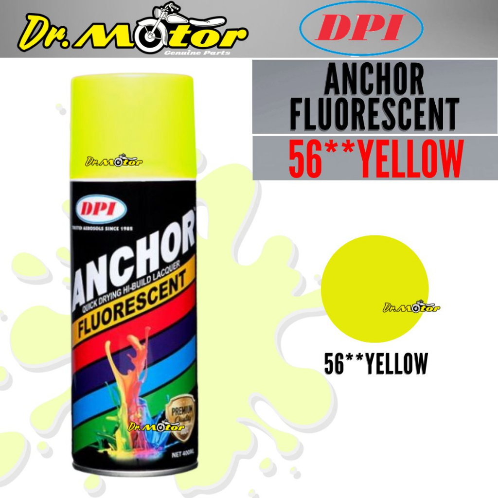 ANCHOR FLUORESCENT Spray Can Tin Cat Paint 400ML 56** Yellow Kuning ...