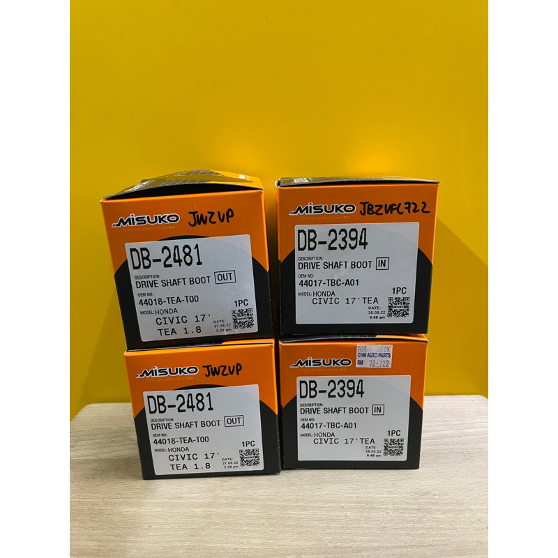 ** MISUKO JAPAN ** HONDA CIVIC 1.8 (TEA) DRIVE SHAFT BOOT (INNER ...