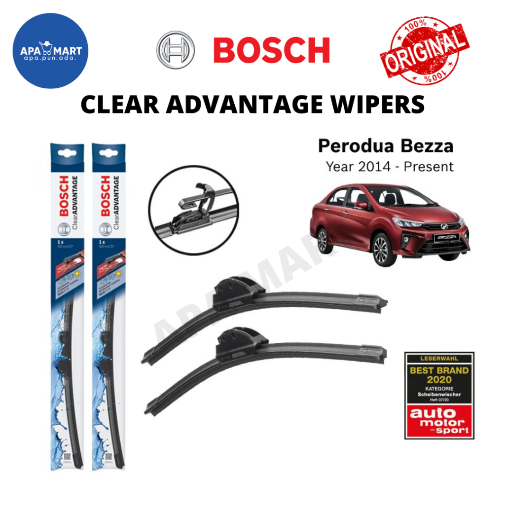 Genuine Bosch Clear Advantage U Hook Wiper Set for Perodua Bezza (Year ...