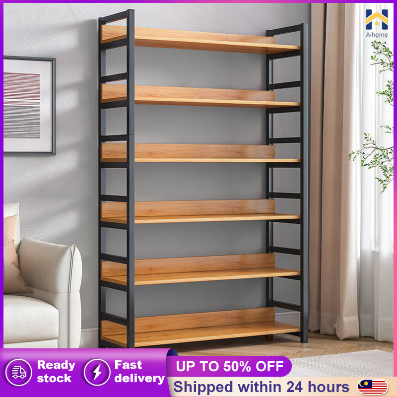 5/4 Tier Book shelf Rack Modern Wood Home Office Metal shelf Display ...