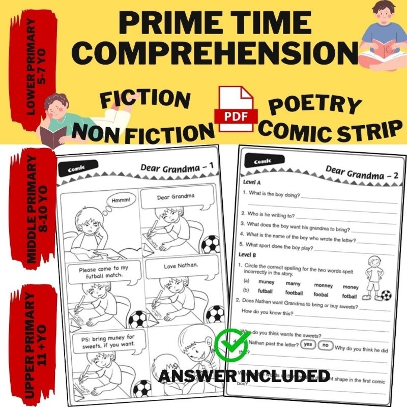 E77 Reading Comprehension Primary I Prime time reading Poetry Fiction ...