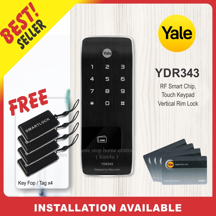 Yale YDR 343 smart digital door lock Card, passward Free x4 Key tag ...