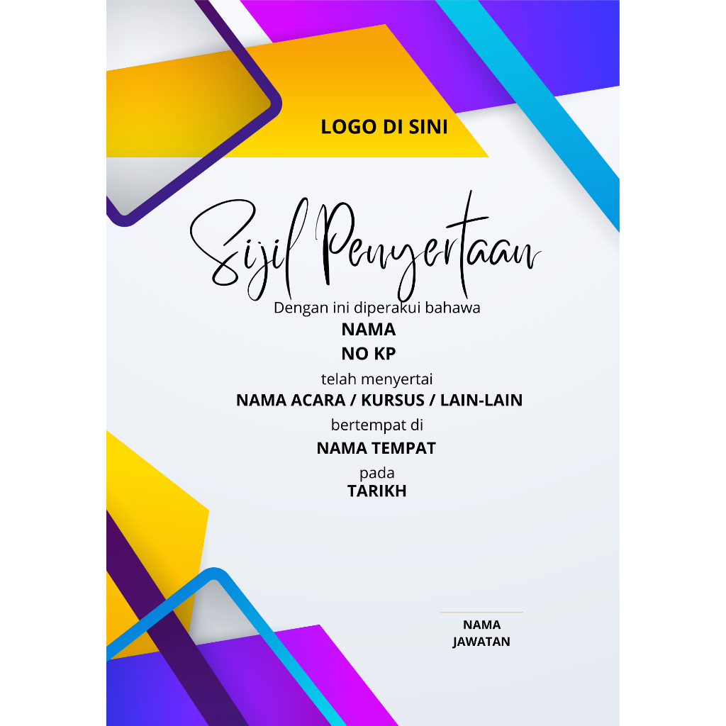 SIJIL PENYERTAAN SIJIL PENGHARGAAN SIJIL PENCAPAIAN | Shopee Malaysia