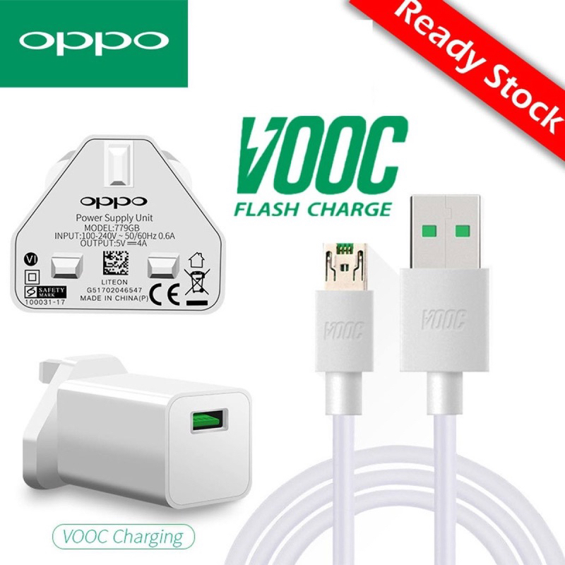 Oppo VOOC 4A Flash Charger VOOC Adapter With Micro / Type-C Cable Support VOOC Flash Charge ...