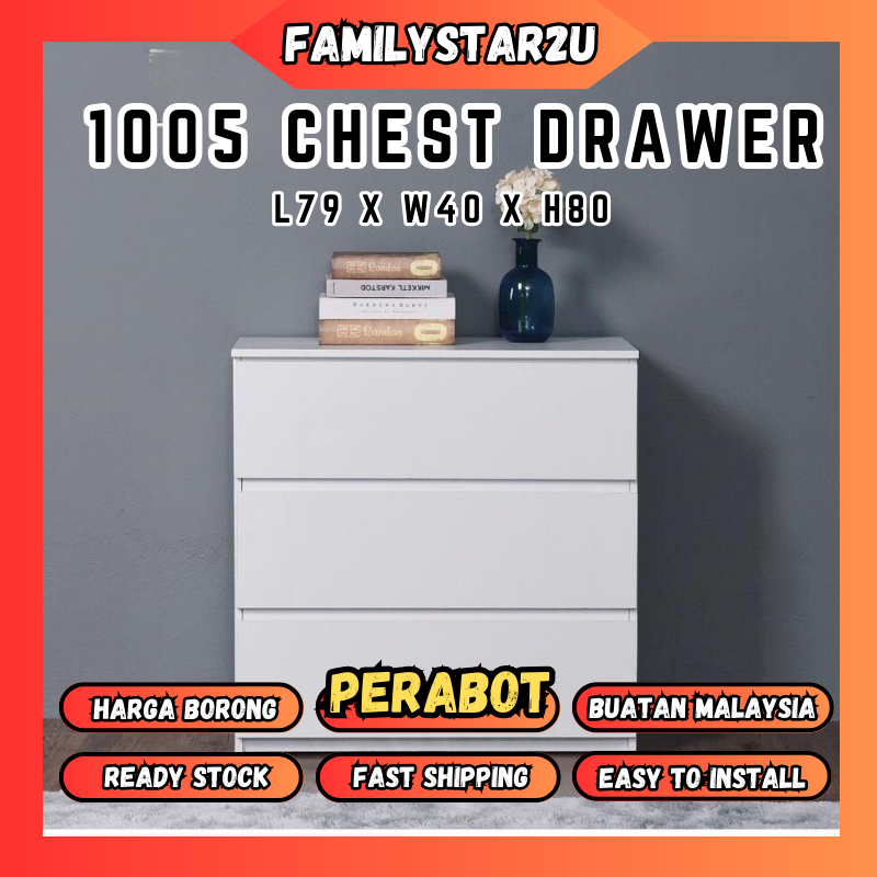 ️familystar2u - 3 drawer Chest Drawer no lock chest drawer storage ...