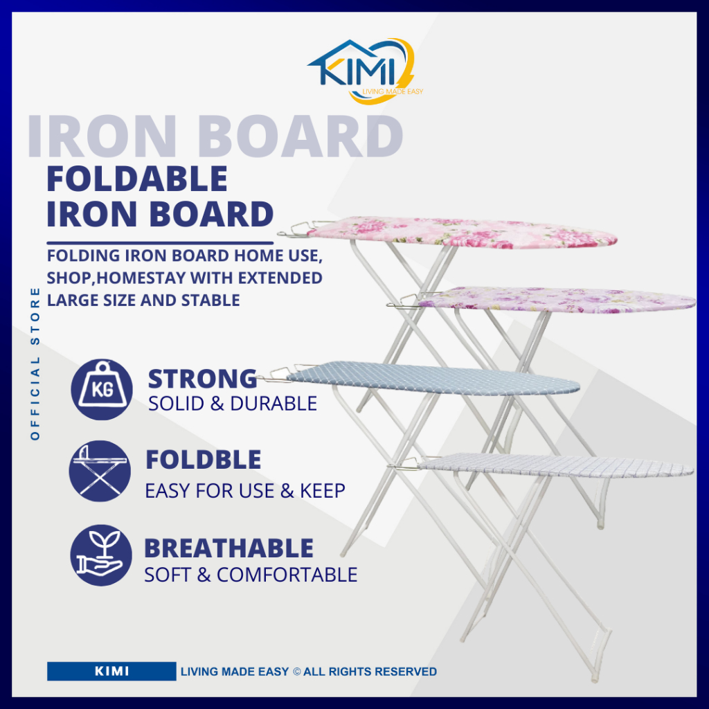 KIMI 100CM Premium Quality Foldable Iron Board With Large and extended ...