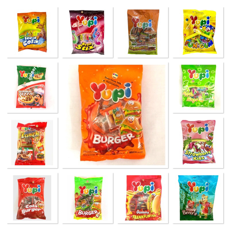Yupi Gummy Candy Series 60g-120g Burger Pizza Lunch HotDog Cola Sour ...