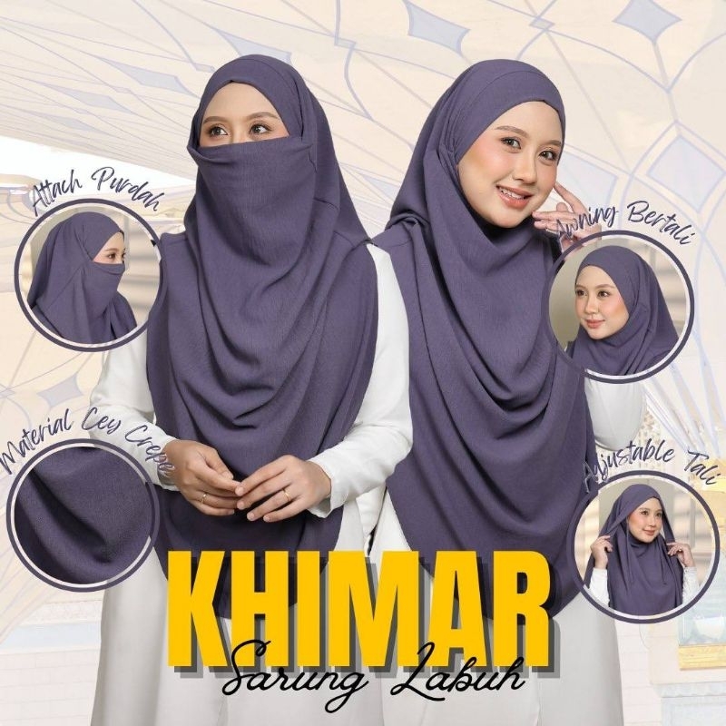 Khimar Labuh Bertali Cey Crepe Bidang 55-60. Khimar Litup Umrah ...