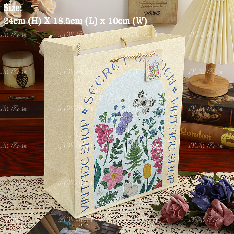 MACAROON TOTE BAG Rectangular Shaped Flower Paper Chain Handle Doorgift ...