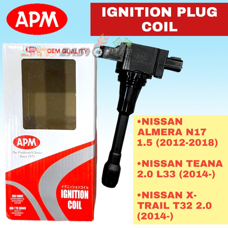 100% ORIGINAL APM IGNITION PLUG COIL (3PIN) - NISSAN ALMERA N17 1.5 / TEANA L33 2.0 / X-TRAIL ...