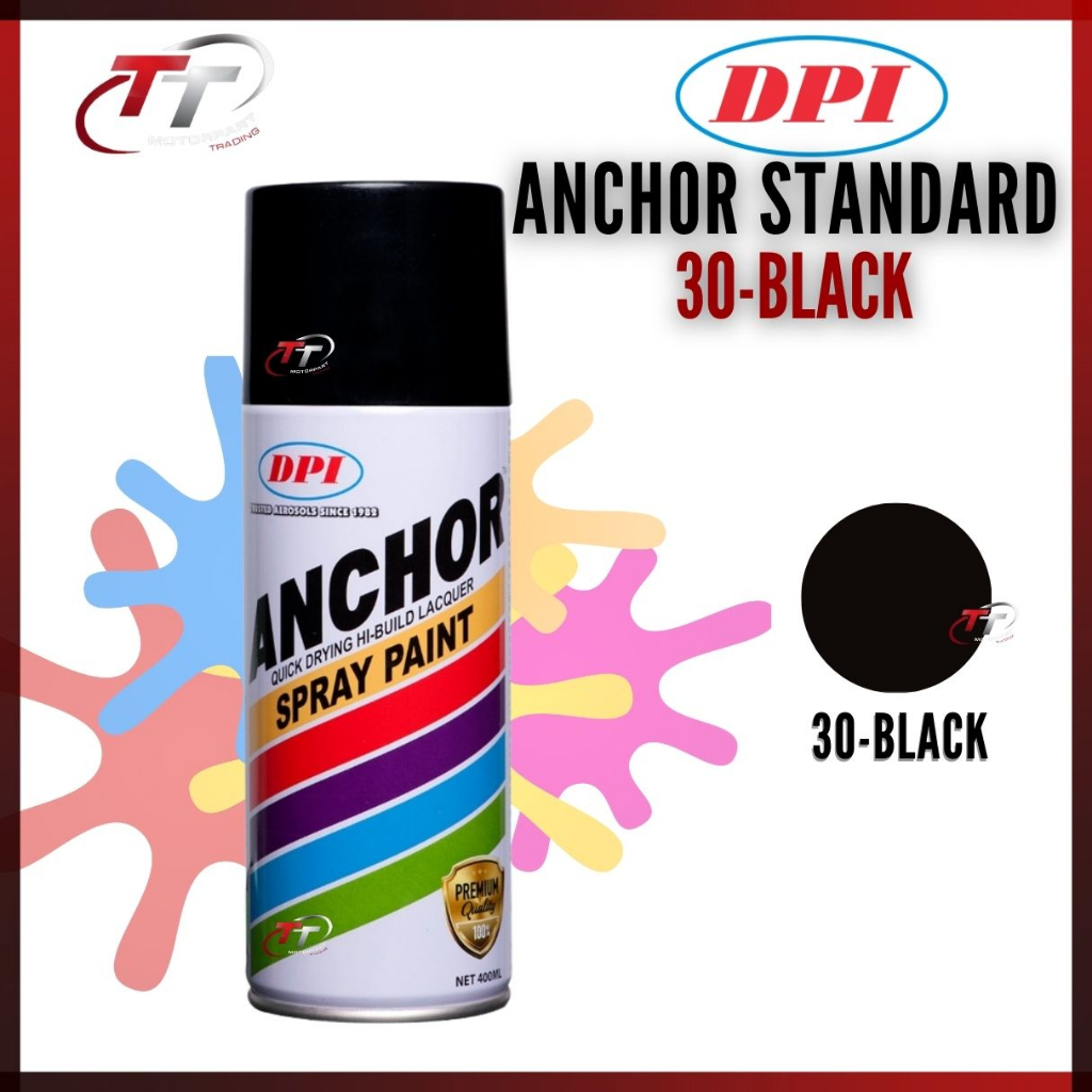 ANCHOR STANDARD Spray Can Tin Cat Paint 400ML 30 Black Hitam Sprey ...