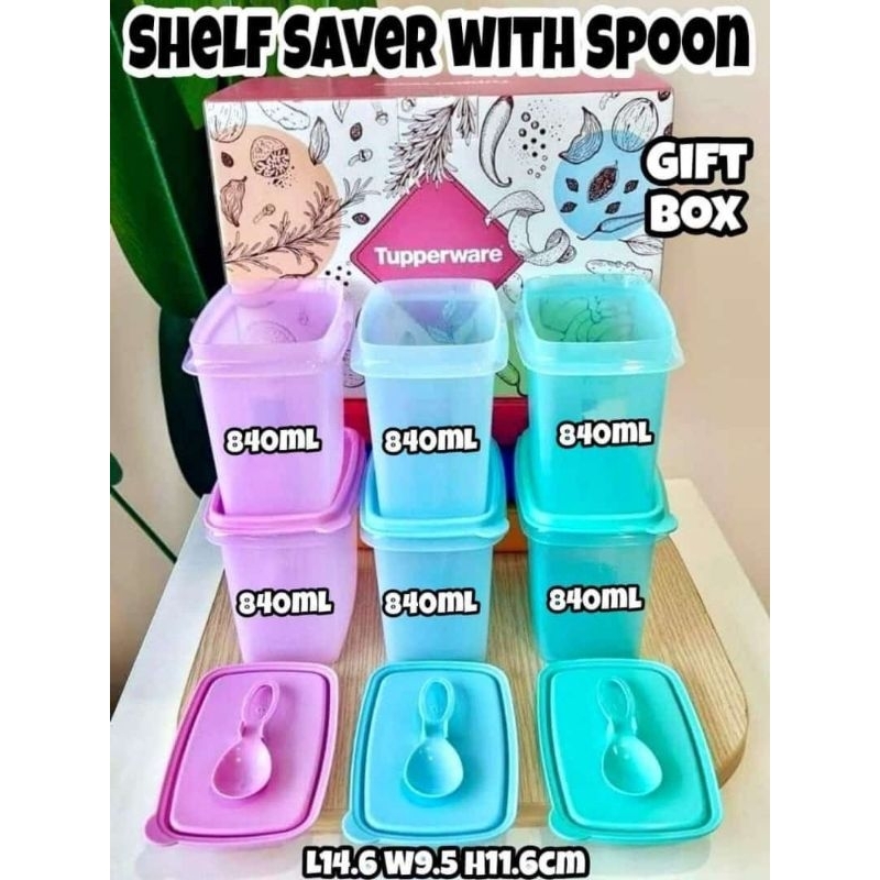 🔥SHELF SAVER 840ML WITH SPOON SET (6PC)🔥💯 ORIGINAL TUPPERWARE READY ...