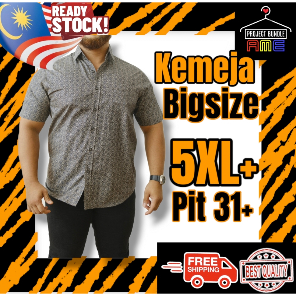 Kemeja Shirt Bigsize Oversize 5XL+ (Pit 31+ Ukuran Dada 62+ inch ...