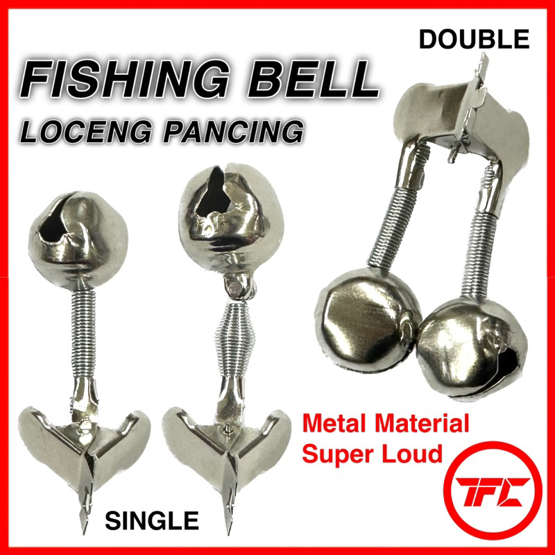 TFC Iron Metal Fishing Rod Bell Size Single / Double S / M Loceng Alarm ...