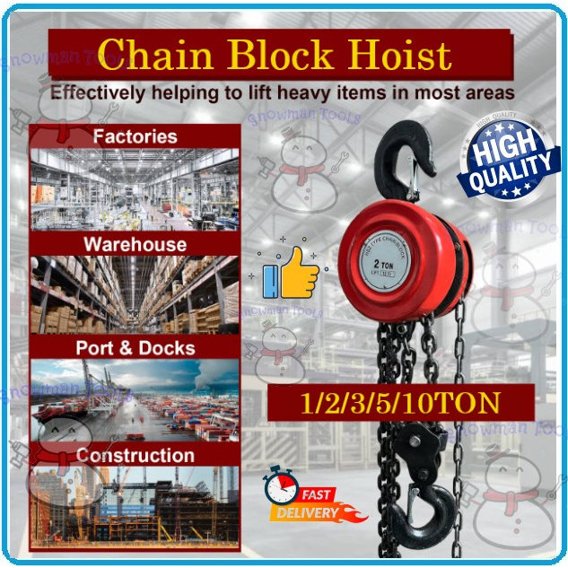 Heavy Duty 1TON 2TON 3TON 5TON 10TON Chain Block Hoist Manual Hand Lift ...