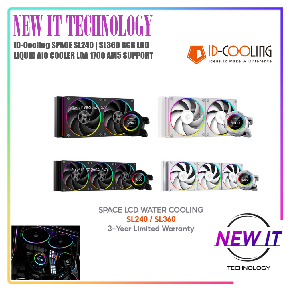 ID-COOLING SPACE LCD Watercooling SL360 / SL240 XE Black & White PC ...