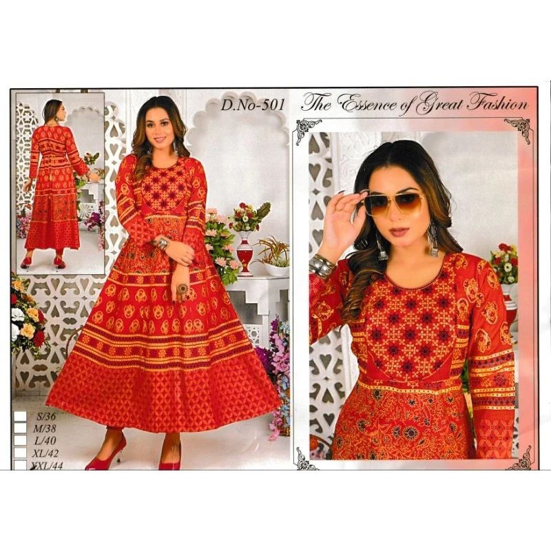 [S-3XL]LJ501 Premium Long Kurti Gown Indian Dress/ Baju Bollywood ...