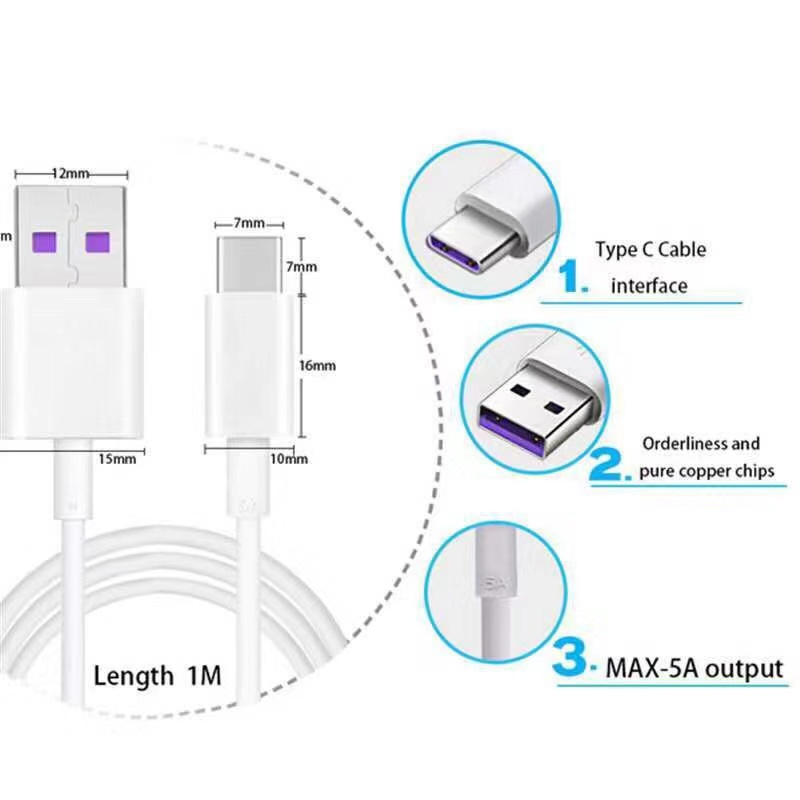 Original Type C 5A Data Charging Cable 2M (Super Charge Type-C 5.0A ...