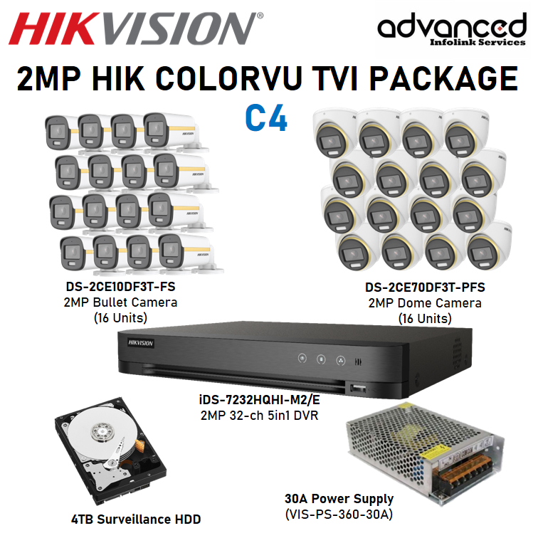 Hikvision CCTV 2MP HIK ColorVu TVI 32 Channel Package C4 | Shopee Malaysia