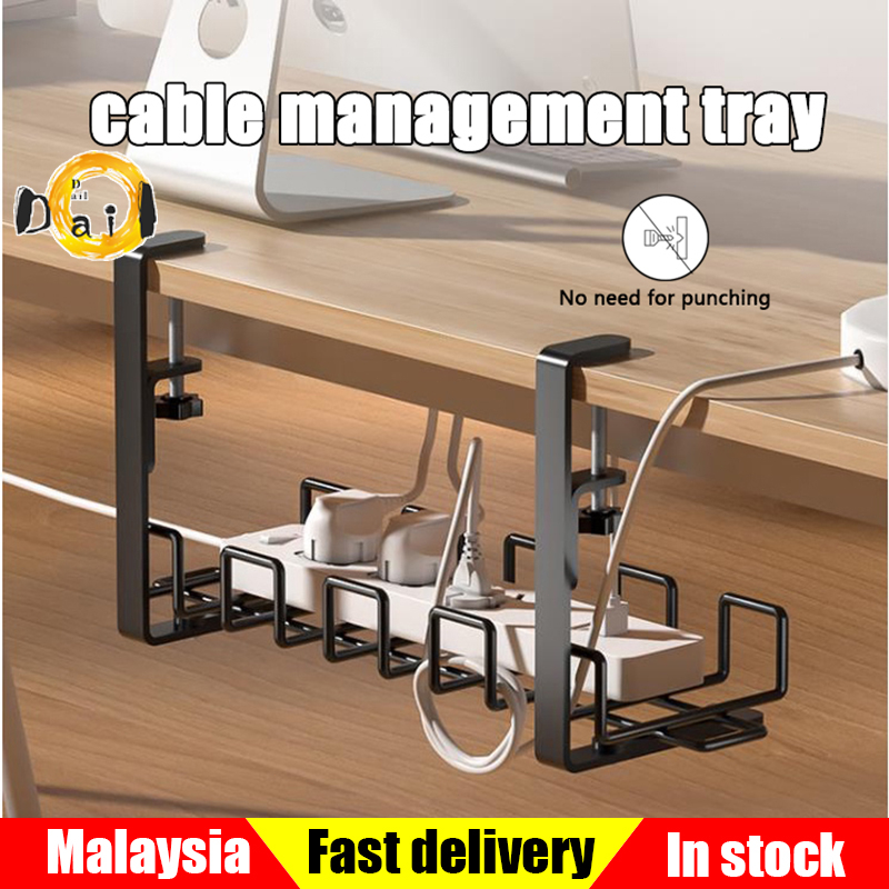 [Ready Stock]No Need to Drill Under Desk Cable Management Tray Clamp ...