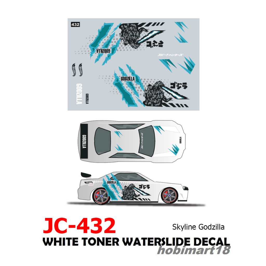 JC432 - SKYLINE GODZILLA DECALS Hotwheels 1:64 diecast custom white ...