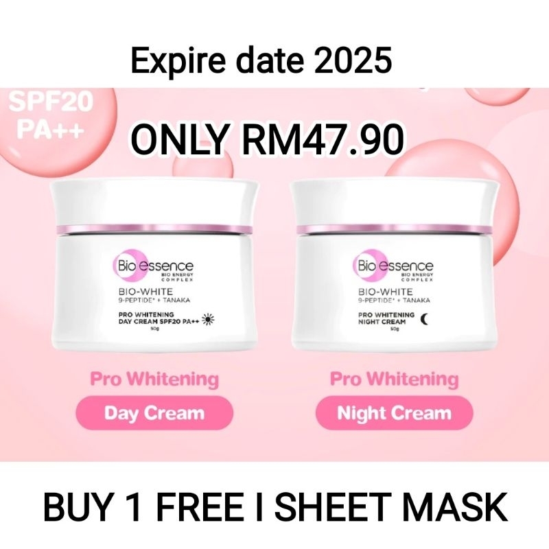Bio-Essence Bio-White 9-Peptide Pro Whitening Day/Night Cream 50ml ...