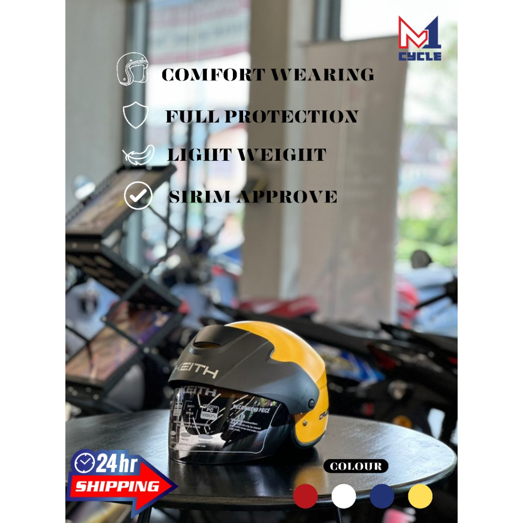TOPI KELEDAR KEITH Cruiser | KH Helmet Separuh Safety SIRIM APPROVED ...