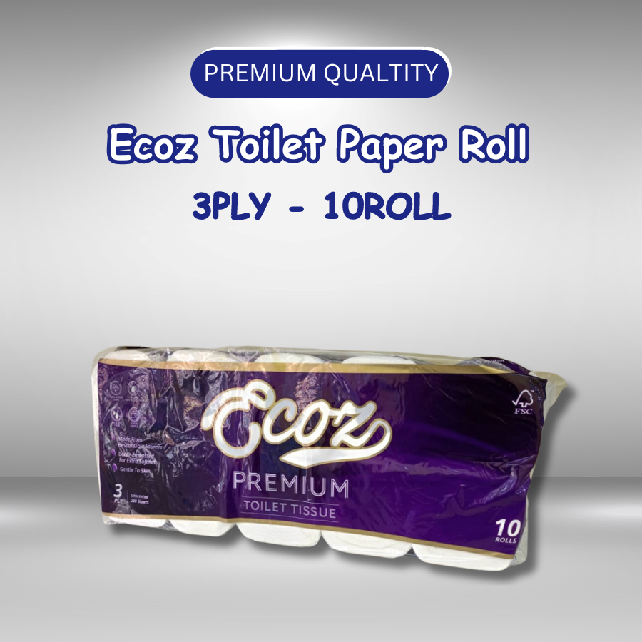 ECOZ 3PLY • BEAUTIFUL EMBOSED • TOILET ROLLS Bathroom Toilet Paper Toilet Tissue Toilet Roll ...