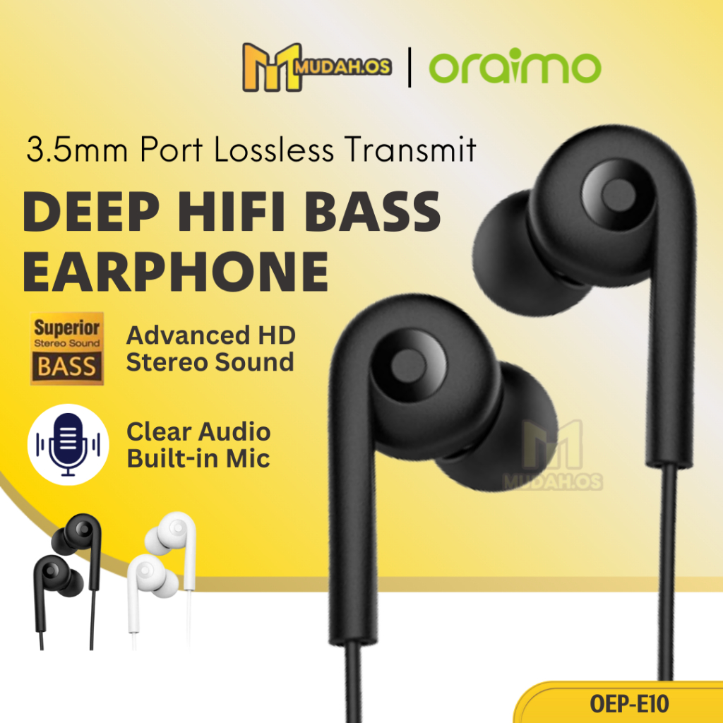 ORAIMO Super Bass 3.5mm Wired In Ear Music Earphone With Mic Earphones ...