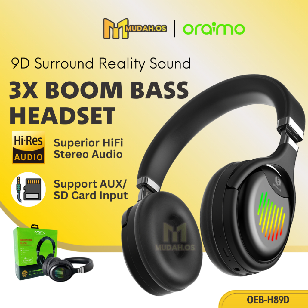 ORAIMO Over Ear Wireless Stereo Super Bass Gaming Headphones ANC Noise ...
