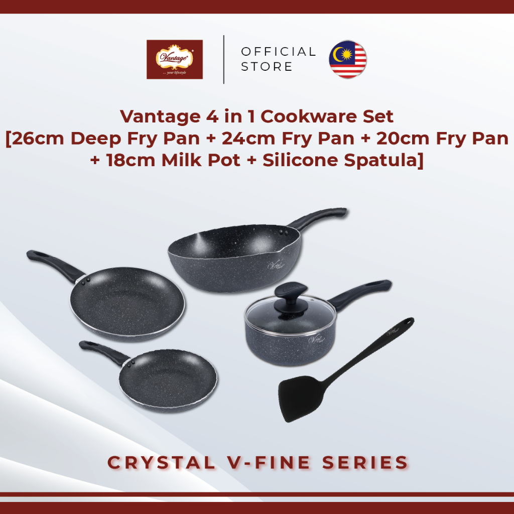 Vantage Crystal V-Fine 4 in 1 Non-Stick Cookware Set (6 pcs) | Shopee ...