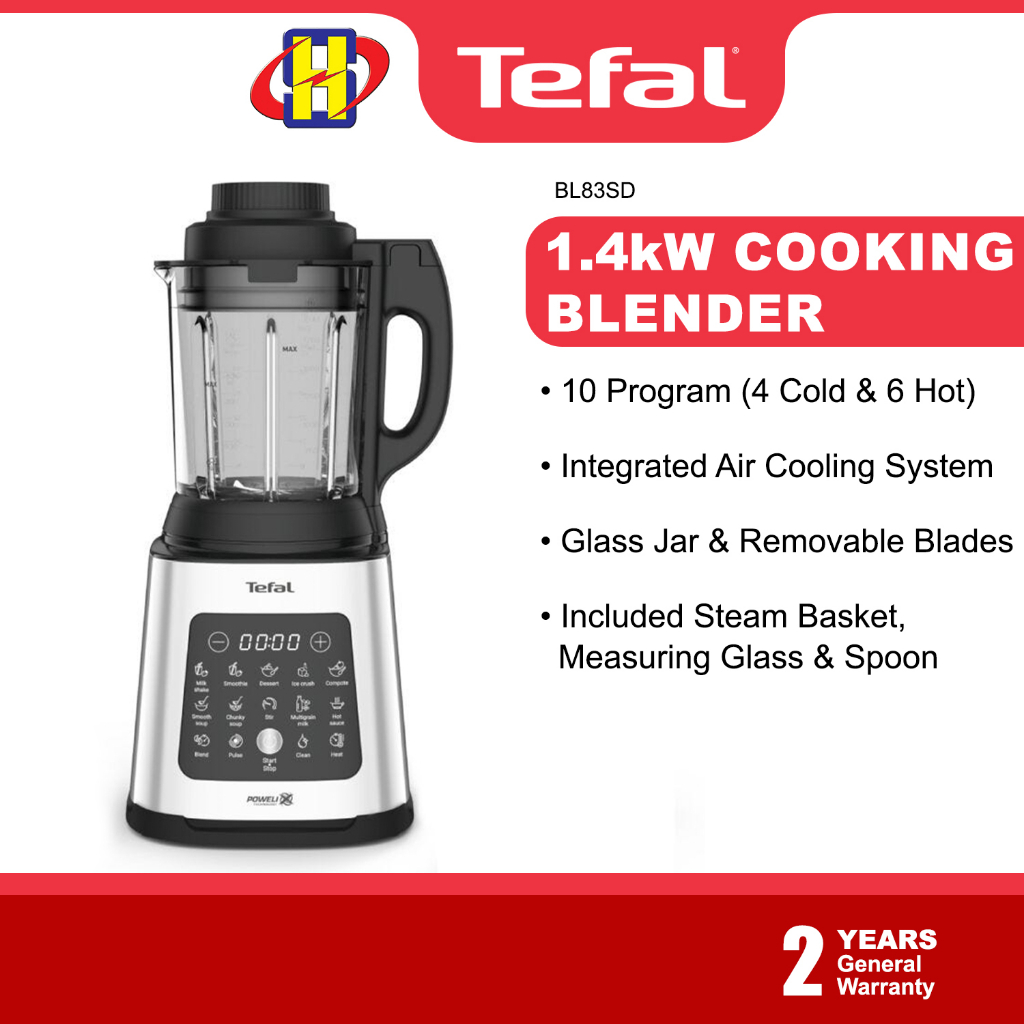 Tefal Cooking Blender (1400W) 10 Program Glass Jar Removable Blades ...
