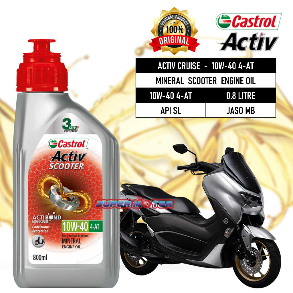 100% Original CASTROL SCOOTER POWER1 10W40 / ACTIV 10W40 | Shopee Malaysia