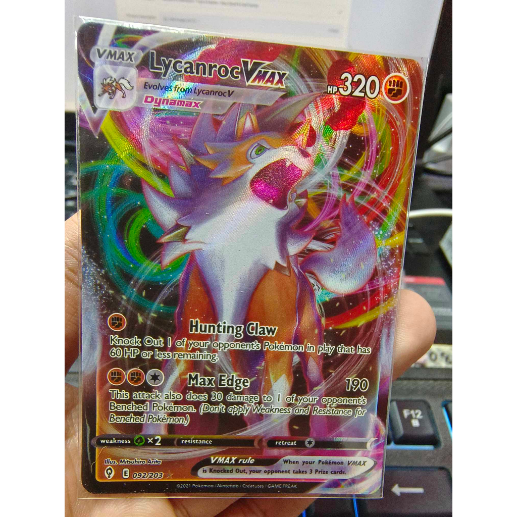 Fighting Type - Pokemon Card Vmax - Lycanroc Vmax 092/203 | Shopee Malaysia