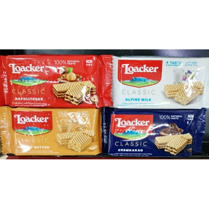 Loacker Classic Wafer 45g napolitaner/ cremkakao/alpine milk/peanut ...